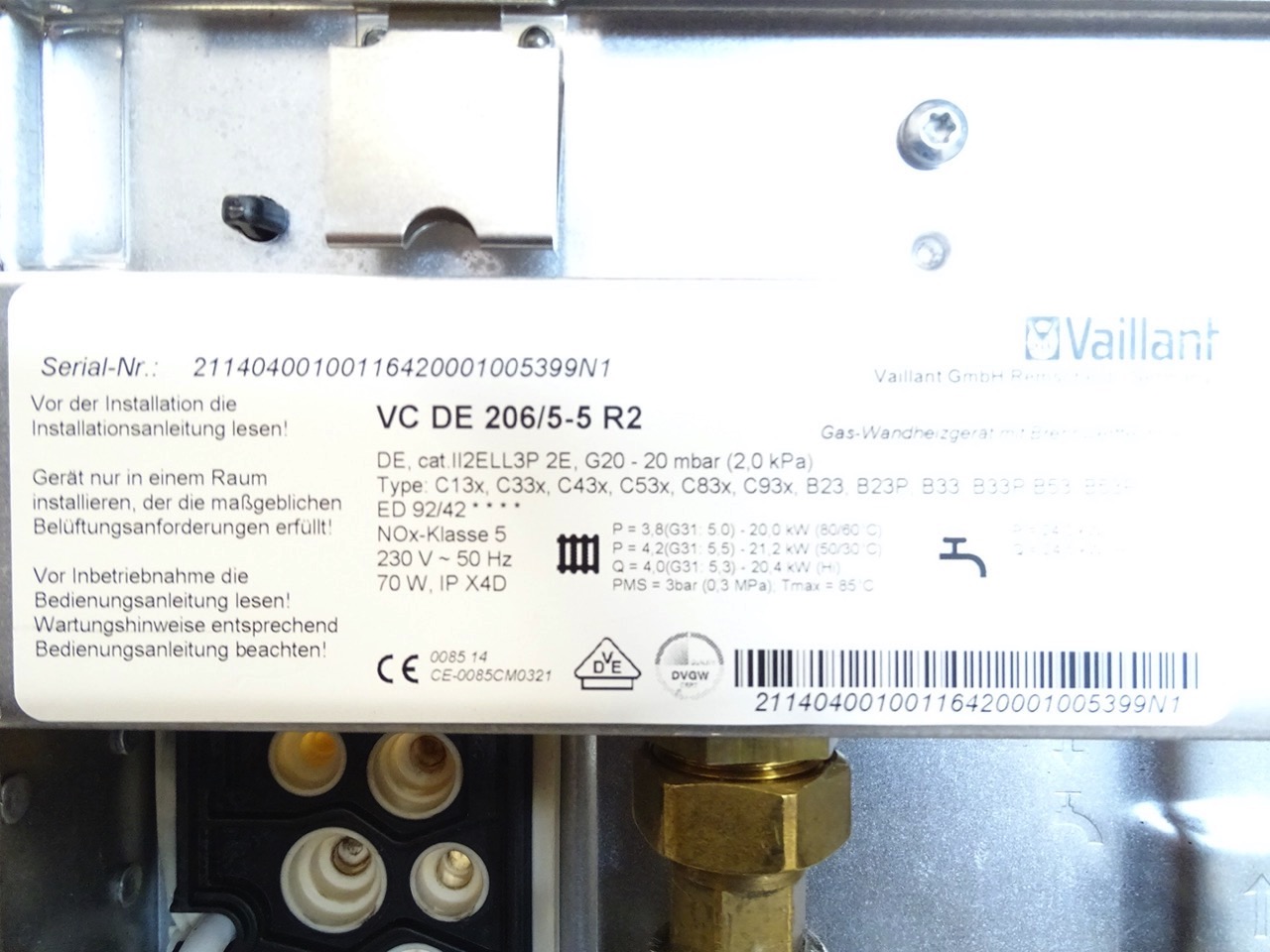 Vaillant ecoTEC plus VC DE 206/5-5 R2 Brennwert-Gas-Heiz-Therme 20kW Bj.2014 | intec-heizung.de